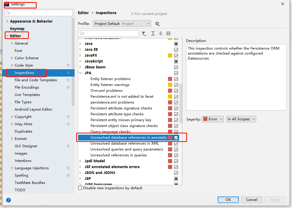 Cannot resolve table ‘r_resume‘ Inspection info: This inspection controls whether the ...