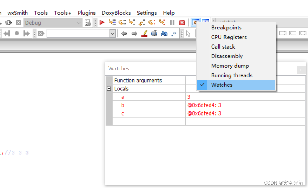 CodeBlocks监视窗口(Watchs)进行调试（引用类型与指针）_codeblocks watch窗口-CSDN博客