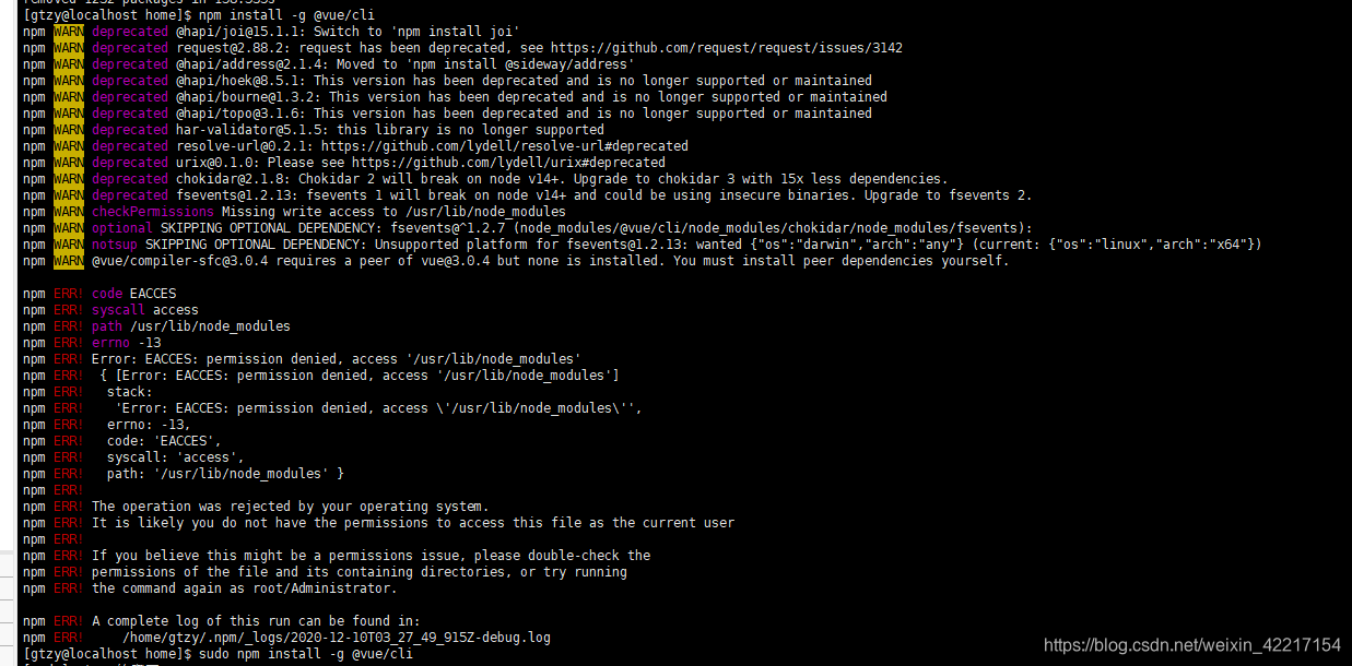 npm ERR! Error: EACCES: permission denied, access-CSDN博客