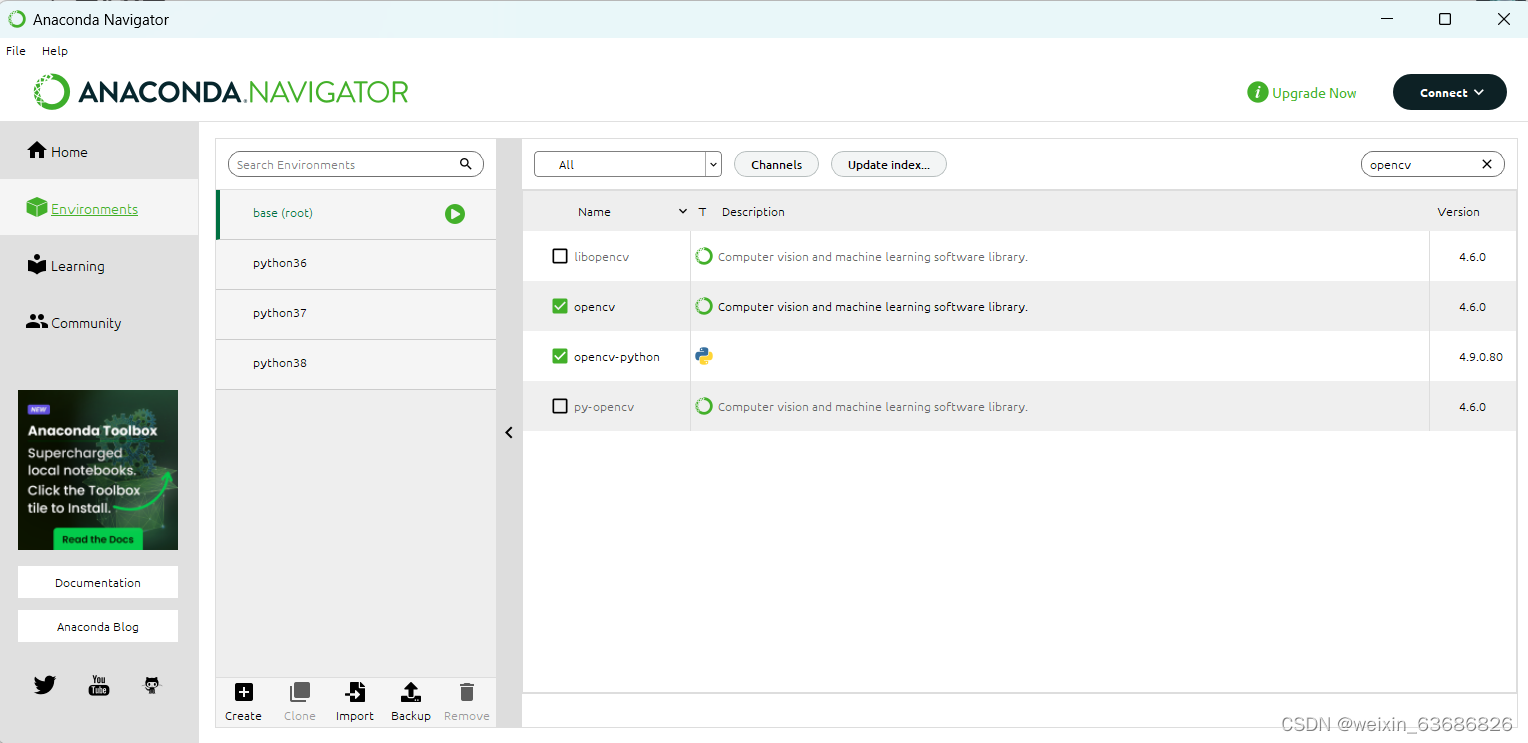 自用|用anaconda navigator安装OpenCV，pycharm中创建项目_anaconda下载opencv-python-CSDN博客