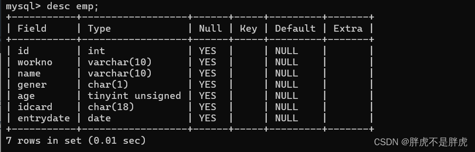 my sql 表操作-案例_设计一个员工信息表emp ***要求如下:1.编号id(任意数字)2.员工工号worknum(字符串-CSDN博客