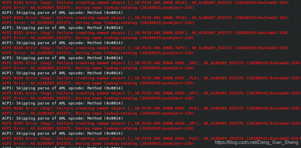 Arch报错日志ACPI BIOS Error (bug): Failure creating named object“INFO: task kworker/2:1H:107 blocked ...