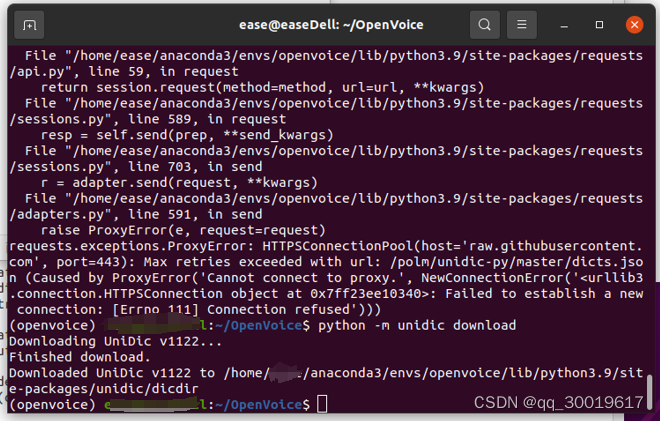 ubuntu openvoice部署过程记录，解决python3 -m unidic download 时 unidic无法下载的问题_python -m unidic download-CSDN博客