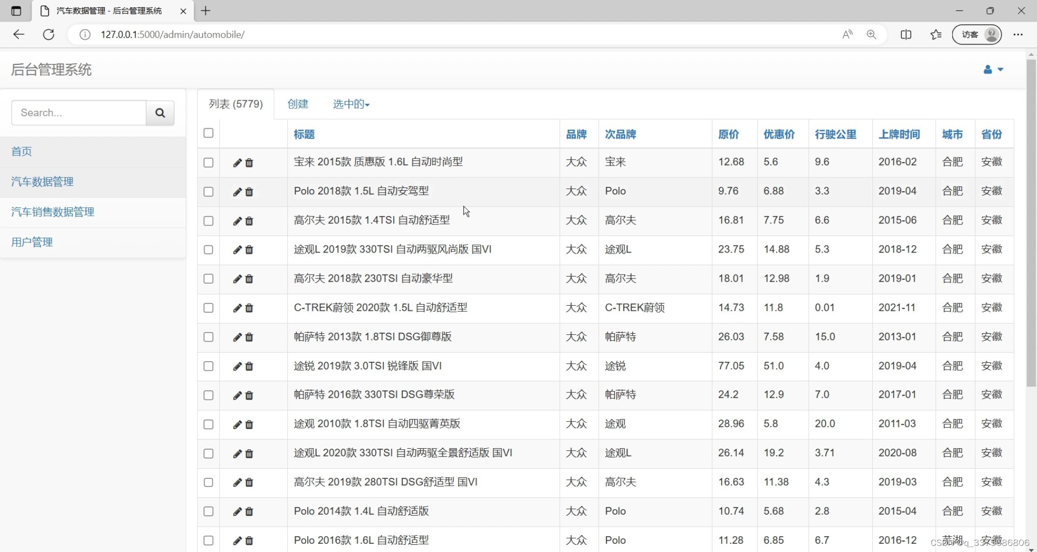 Python汽车销售数据采集分析可视化系统 可视化大屏 Flask框架 爬虫 计算机 毕业设计(源码) Pythonq3375686806 永洪数据分析社区 8526