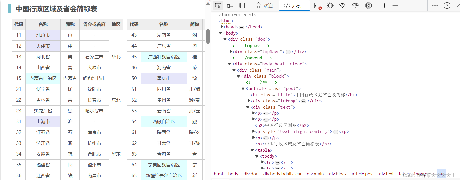 零基础学会使用python爬虫（以爬取省级行政区的全称数据为例）使用爬虫技术获取省会城市和直辖市名称 Csdn博客