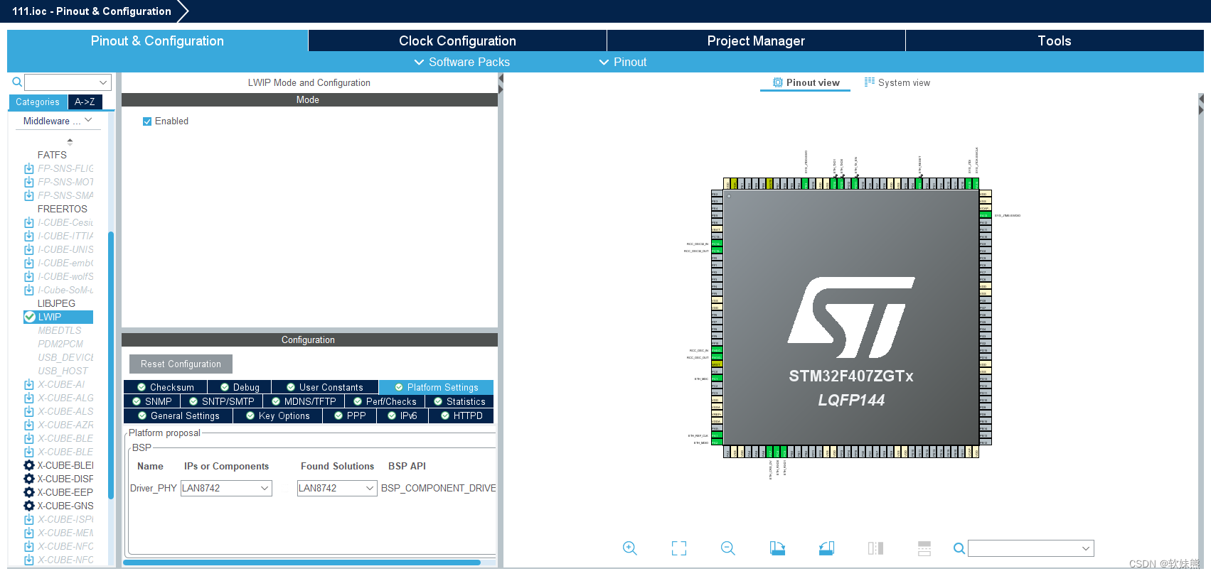 STMCUBEIDE STM32F407ZGT6 FREERTOS LWIP设置_正点原子 stm32f407 freertos lwip-CSDN博客
