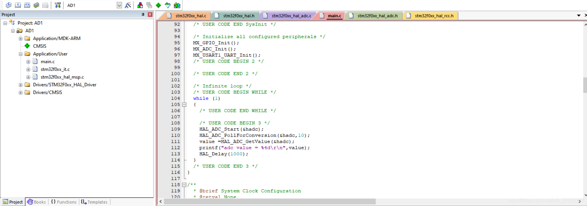 基于stmf030c8t6 的cubemx下生成的ADC值的读取_stm32f030 adc cubemx-CSDN博客