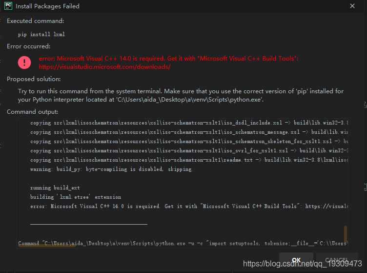 安装插件报错：error: Microsoft Visual C++ 14.0 is required..._Windows相关问题解决-CSDN专栏
