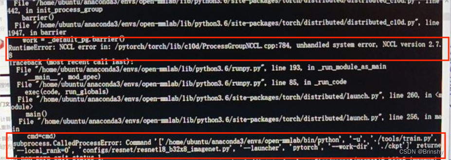 RuntimeError: NCCL error in: /pytorch/torch/lib/c10d/ProcessGroupNCCL.cpp:784, unhandled system ...