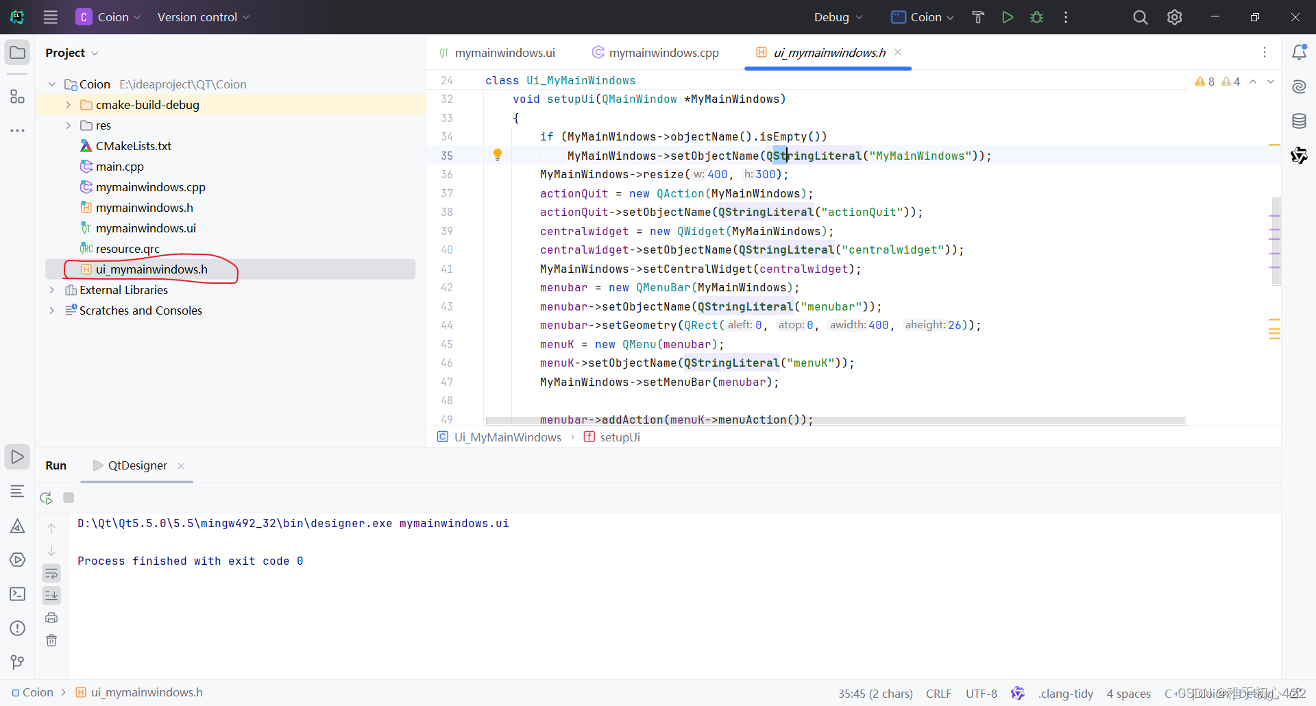 使用Clion，qt 添加设计师界面的控件，在cpp运行后不显示问题。_clion的ui不显示-CSDN博客