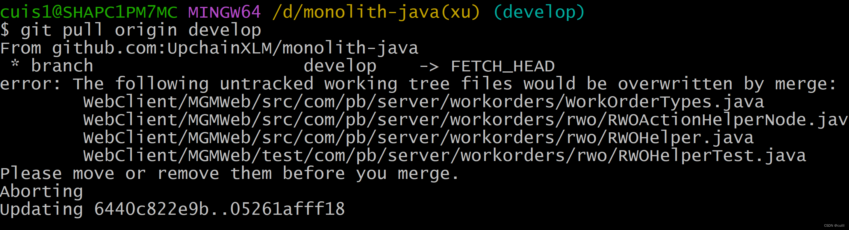 error: The following untracked working tree files would be overwritten by merge:_git bash error ...