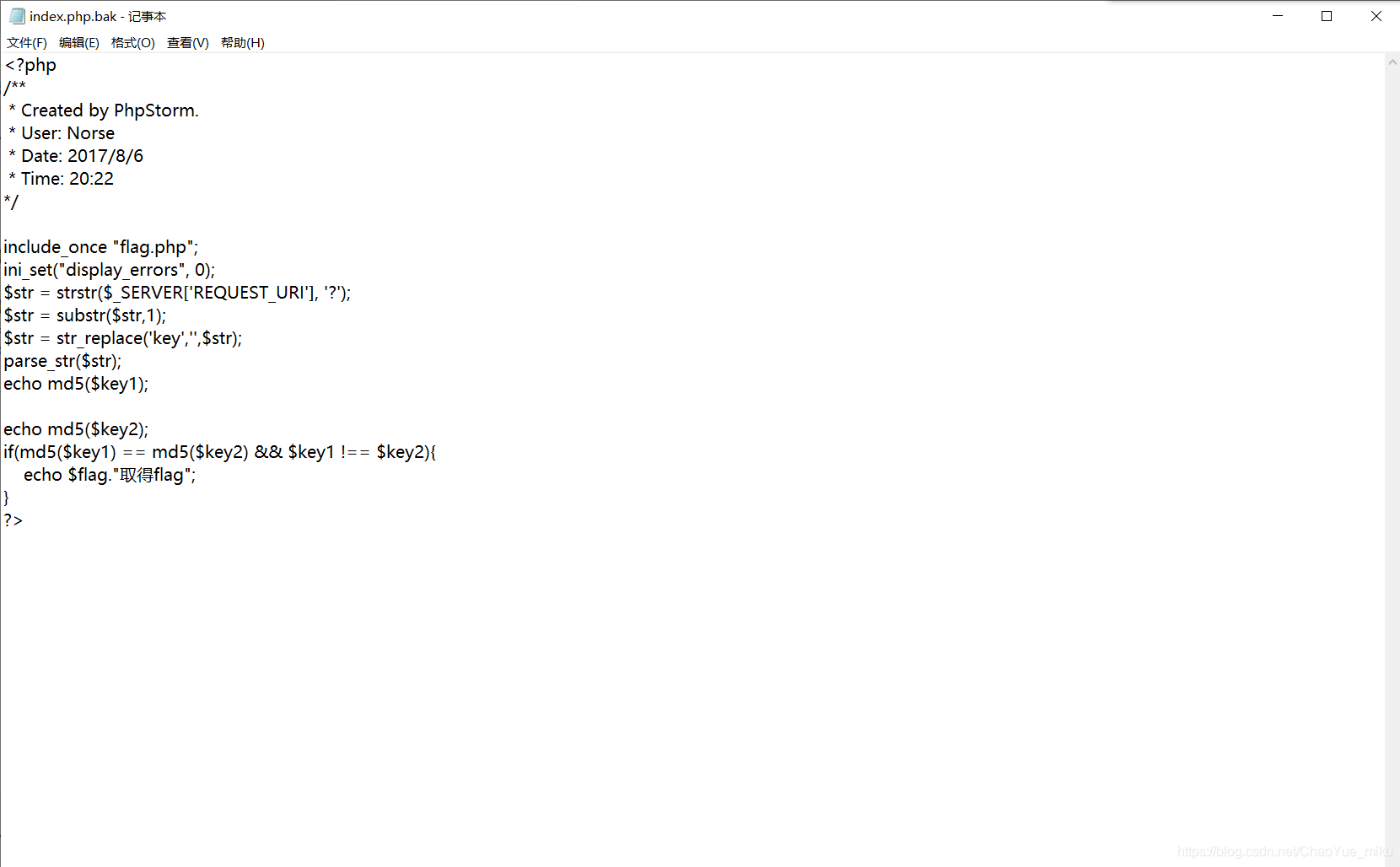 Bugku CTF web16（Web）_md5(key1)==md5(key2) && key1!=key2-CSDN博客