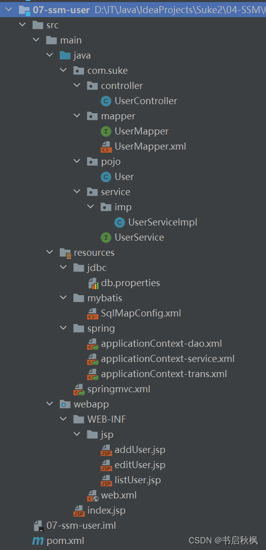 JavaEE——SSM框架整合实现用户信息CRUD_ssm框架连接user表和book表的controller和service写法-CSDN博客