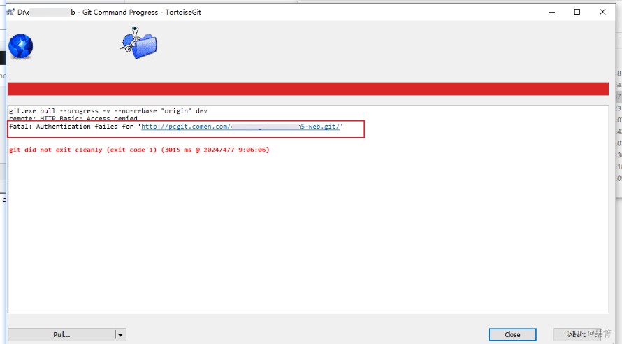 git拉代码：报错无权限fatal: Authentication failed for ‘http://pcgit.xxx.com/xxx/‘_authentication failed ...