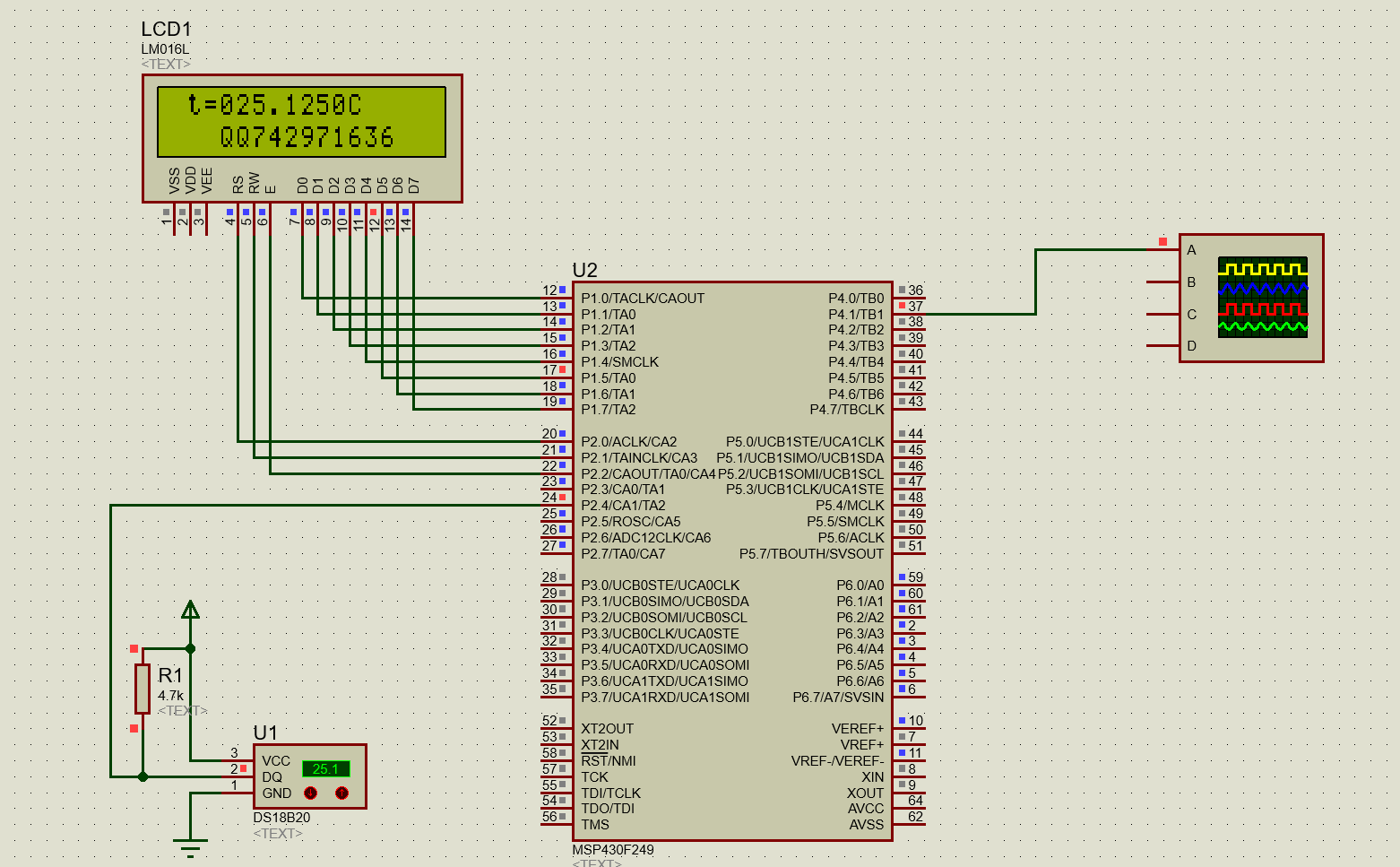 【TB作品】MSP430单片机 Proteus仿真 DS18B20温度 LCD1602显示器 温度读取与显示_msp430设计数字温度计-CSDN博客