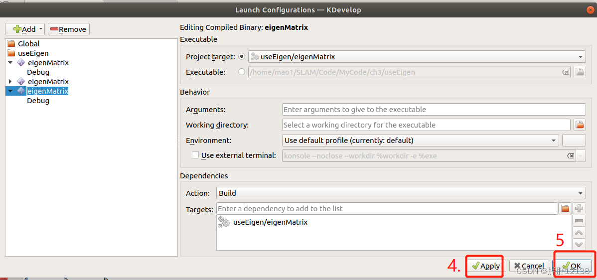 视觉SLAM十四讲 ch3 Ubuntu18.04 KDevelop的使用及Eigen实践 入门笔记_kdevelop使用-CSDN博客