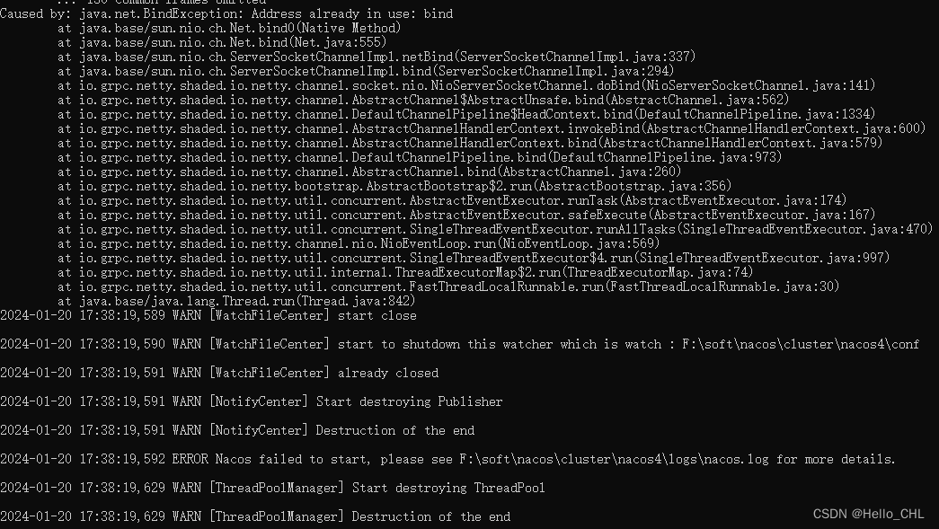 nacos搭建集群时出现的错误_nacos address already in use: bind-CSDN博客
