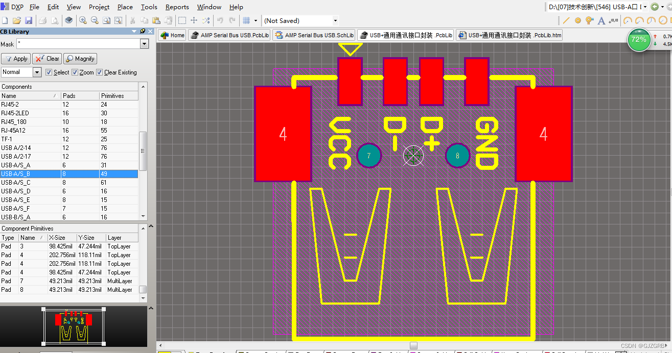 基于USB-A口 D口 Mini-USB Micro-USB 最全USB接口RJ45+TFCARD卡pcb封装 Altium库（AD库）_usb-a插座印制板封装-CSDN博客