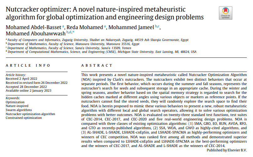 cec2017（MATLAB）：星雀优化算法(Nutcracker optimizer algorithm,NOA)-CSDN博客