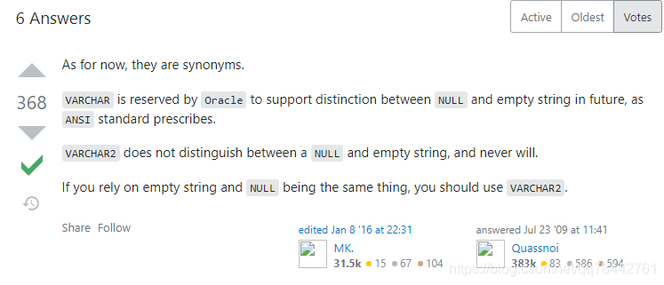 SQL笔记-Oracle中varchar和varchar2的区别_oracle varchar和varchar2区别-CSDN博客