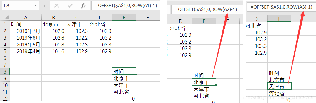 Excel中OFFSET函数（一）——“实现矩阵转置”_offset函数转置-CSDN博客