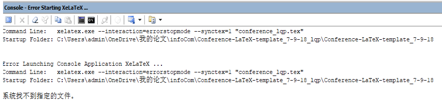 【Tools】WinEdt编译错误 Error Launching Console Application XeLaTeX ...系统找不到 ...