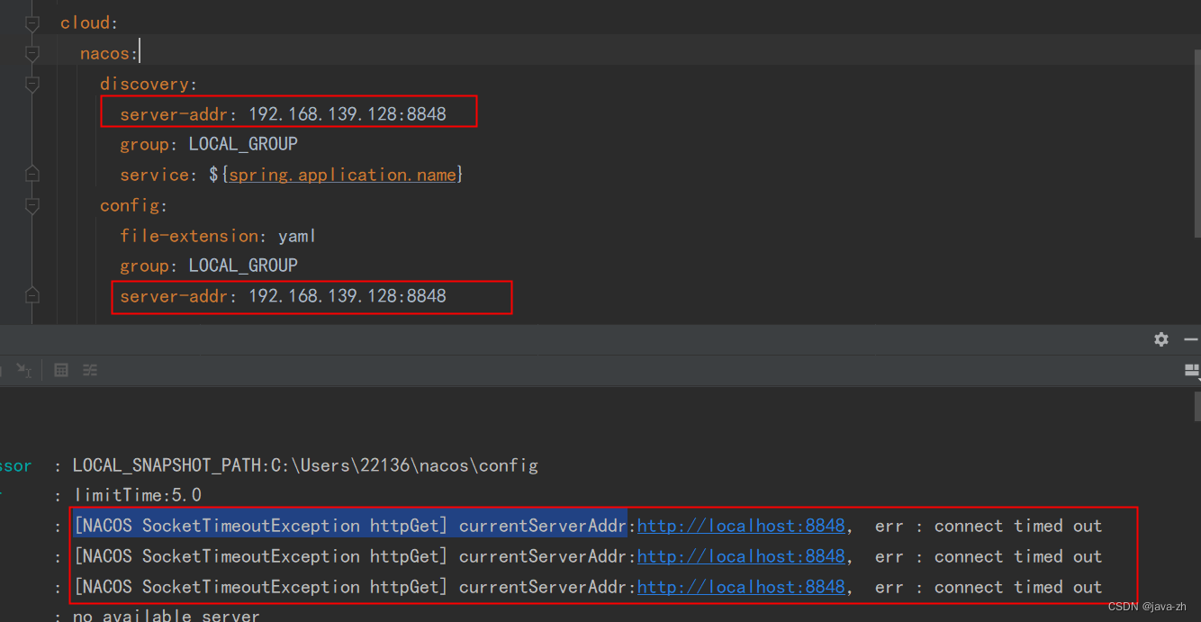 记录一次项目启动nacos一直没有连接到远程nacos问题(currentServerAddr: http://localhost:8848， err : connect)_nacos2.2. ...