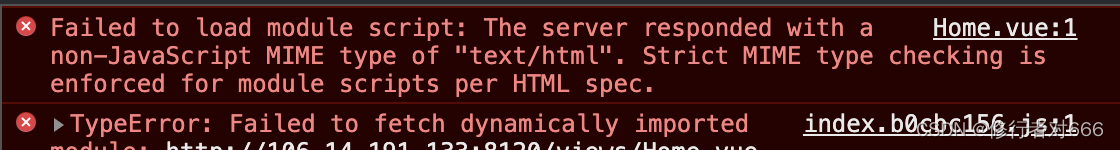 Failed to load module script: The server responded with a non-JavaScript MIME type of “text/html ...