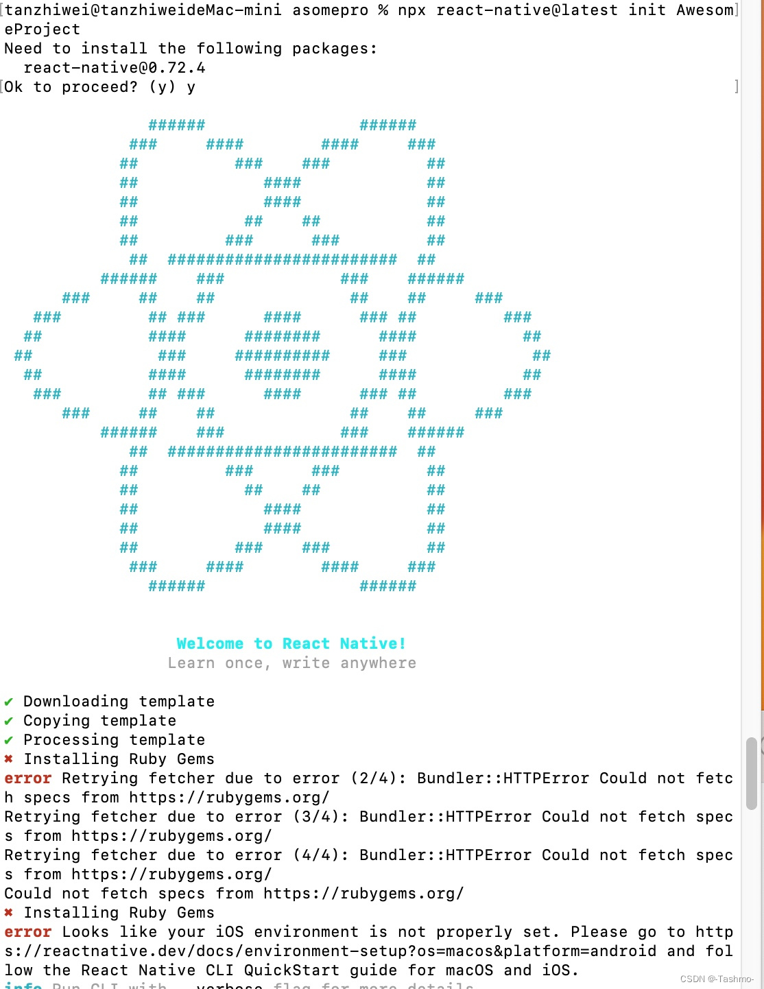 求助帖：React Native failed installing Ruby Gems(rn 下载 Runby Gems 失败)_react native installing ruby ...