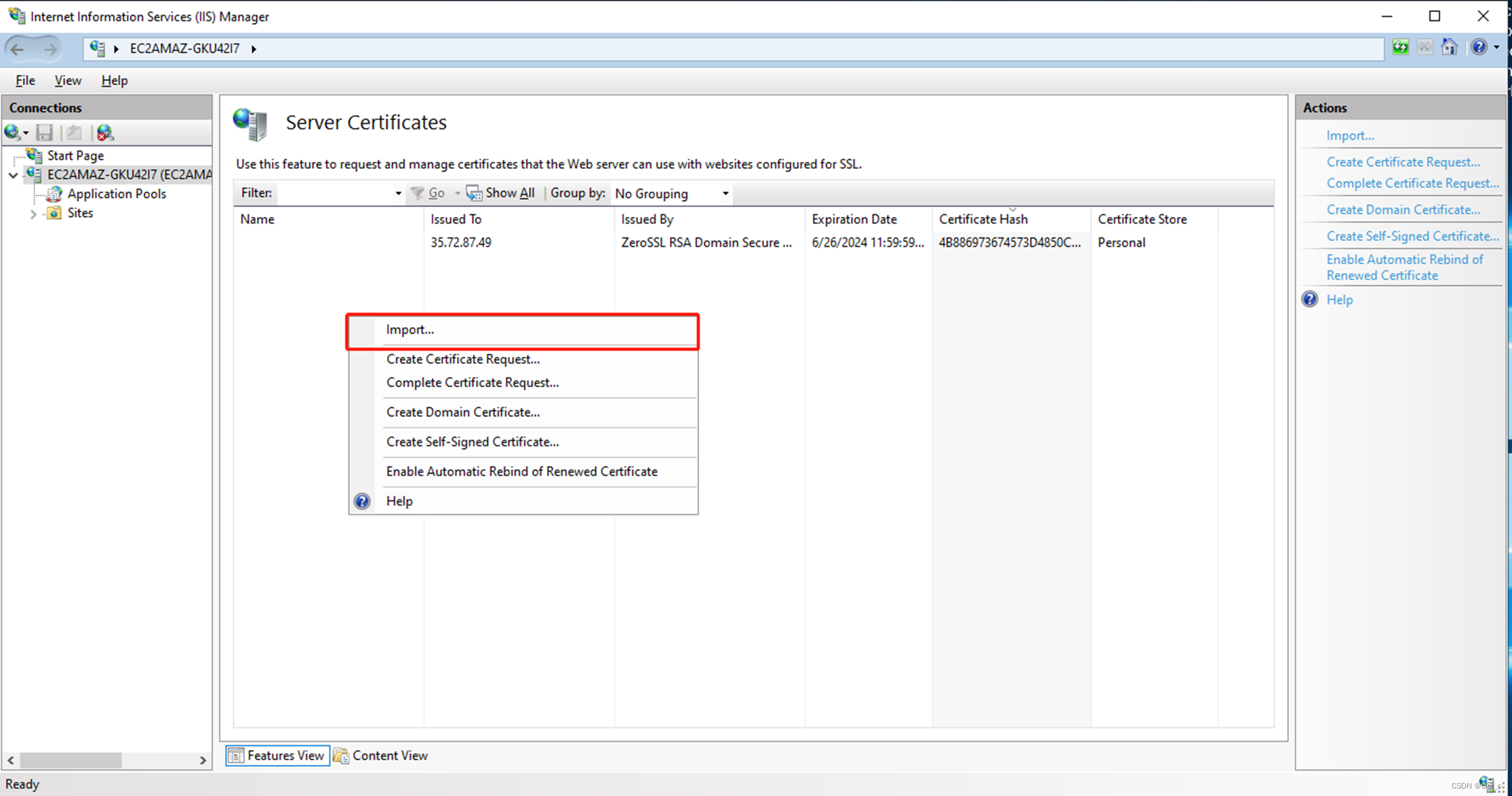 使用ZeroSSL免费SSL给IIS配置Https证书-CSDN博客
