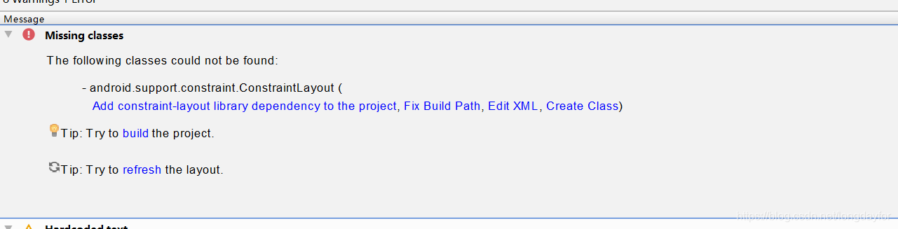 解决missing Class的找不到constraintlayout类的问题missing Classes Csdn博客 5226