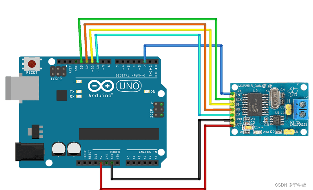 Arduino uno与MCP 2515 CAN总线协议通讯详解_arduino can通信-CSDN博客