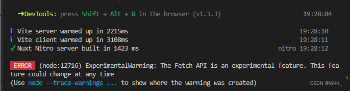 ExperimentalWarning The Fetch API is an experimental feature. This feature could change at any ...
