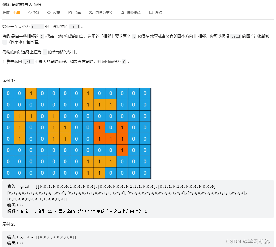 leetcode-200.463.695.827 岛屿问题 [Java]_leetcode 最大岛屿 java-CSDN博客