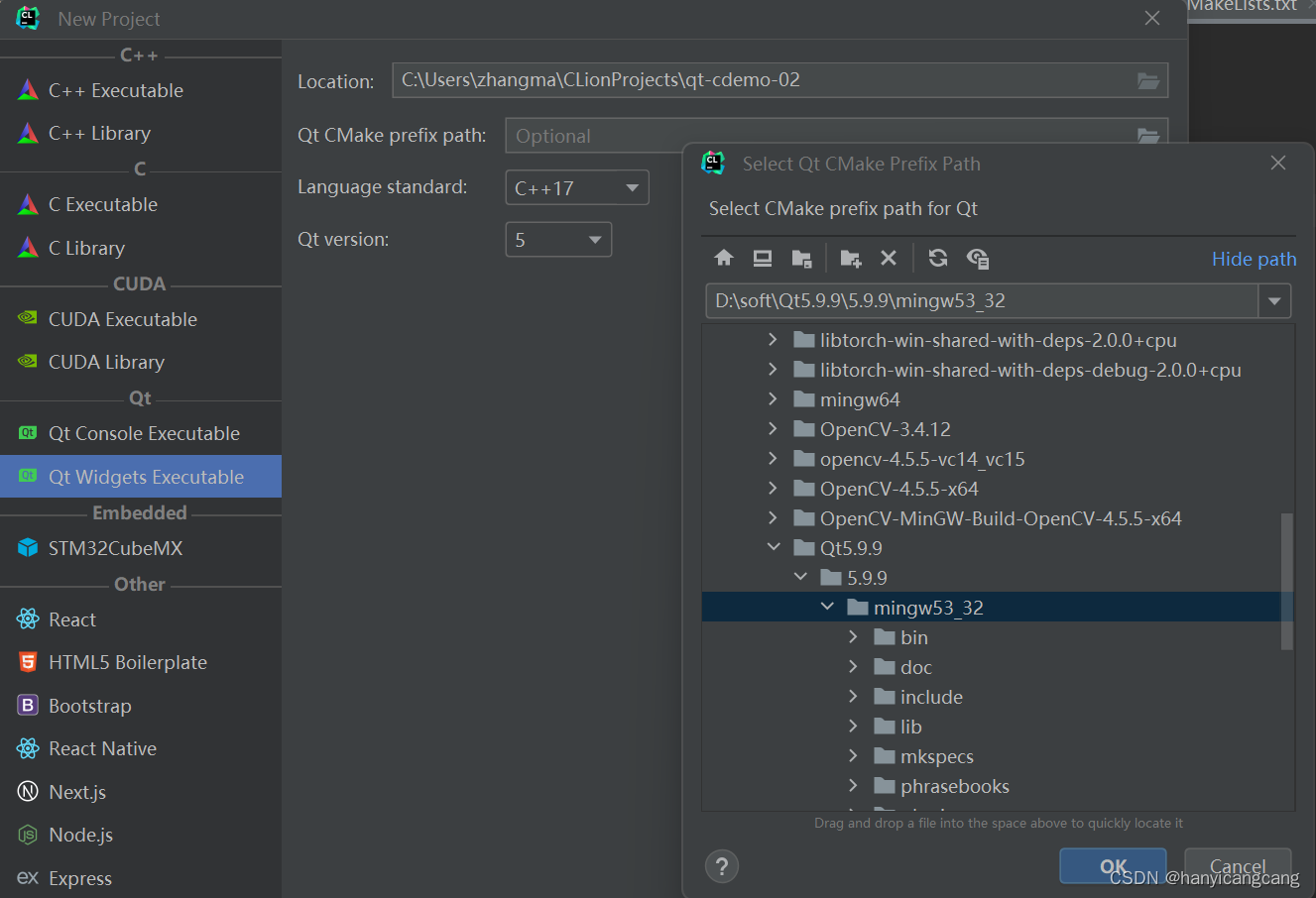 Clion搭建QT5.9.9 ffmpeg，opencv开发环境_clion配置qt5-CSDN博客