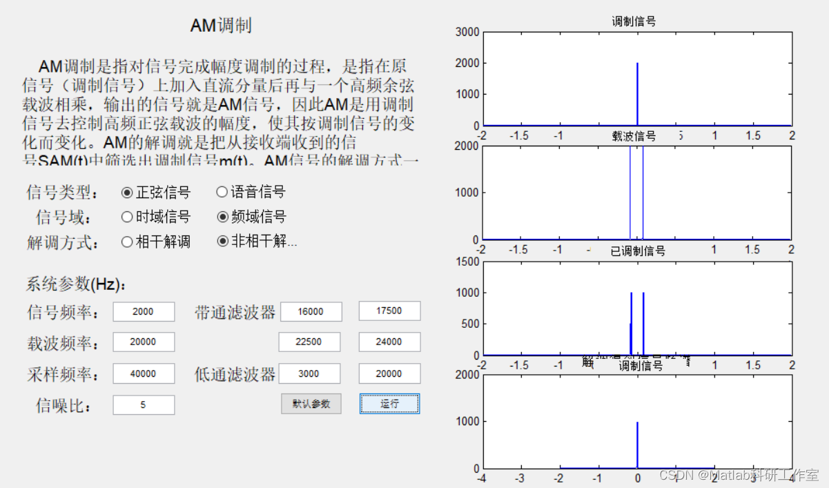 基于matlab模拟am，fm，dsb，ssb，pm信号调制附GUI界面_matlab am调制-CSDN博客