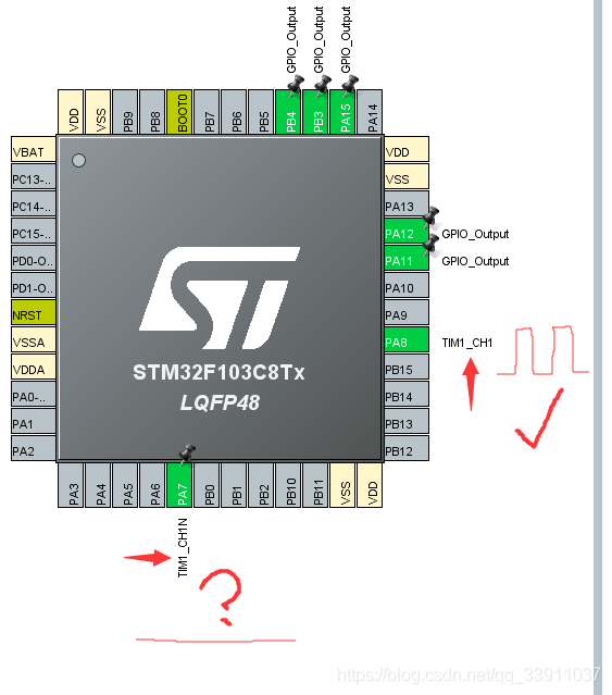 STM32F1 使用PWM时 互补通道CH1N 无波形输出（CubeMX生成程序）_pwm1n不输出-CSDN博客