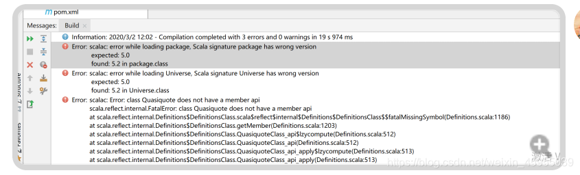 Error:scalac: bad symbolic reference. A signature in package.class refers to type_scala.reflect ...