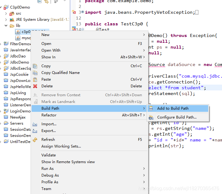 Java-一个使用c3p0连接池例子_java c3p0 demo-CSDN博客