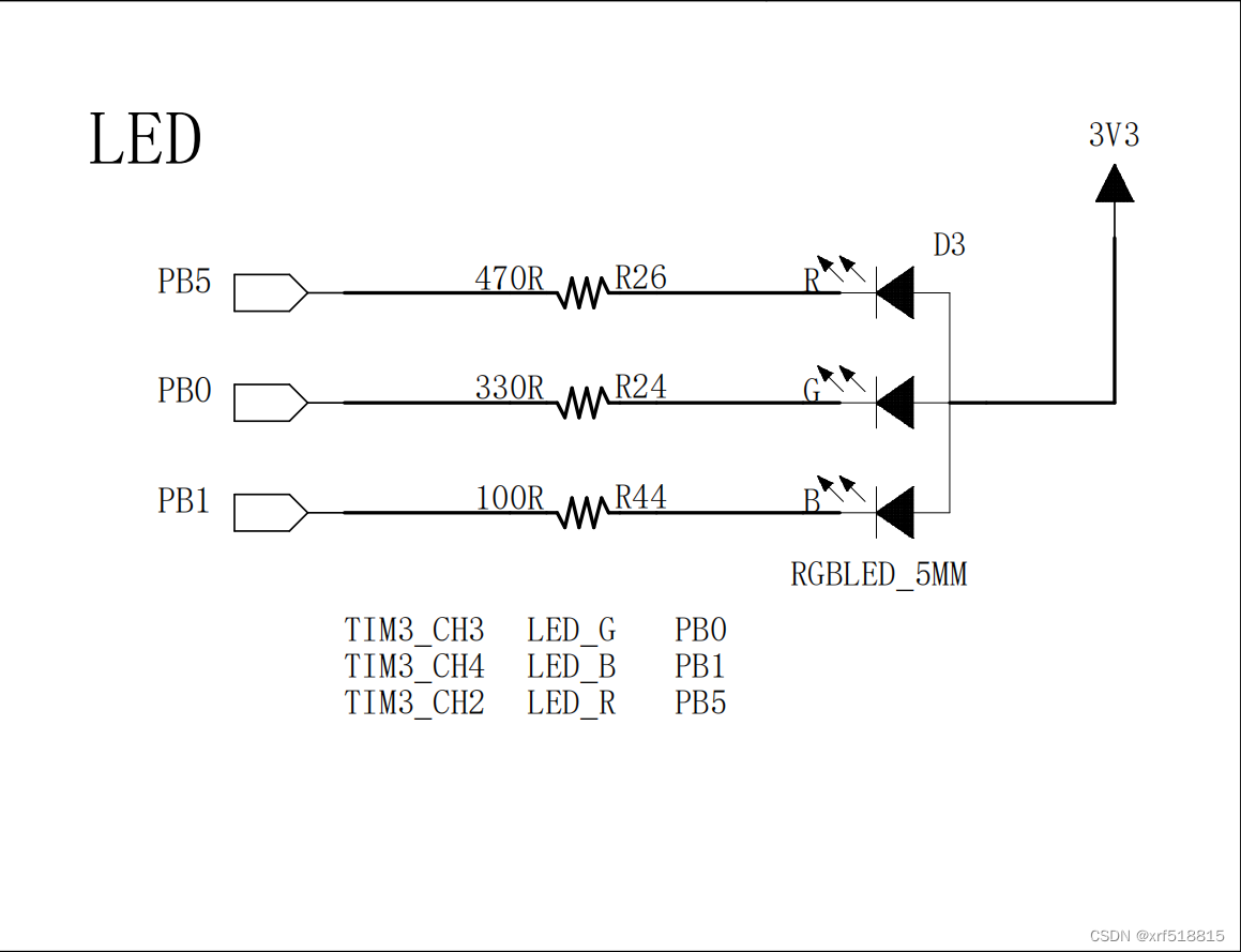 基于STM32F103，使用寄存库点亮LED流水灯_6个led采用的是共阳极接法,其阴极分别接在stm32f103r6芯片的pa1 、pa2 ...