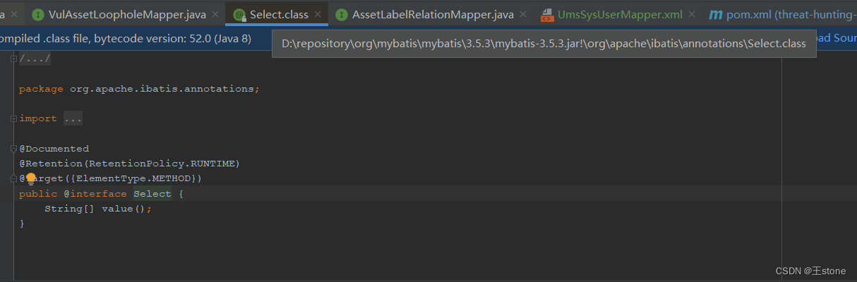 mybatis-plus @Select注解的坑 The method‘s class, org.apache.ibatis.annotations.Select, is available ...