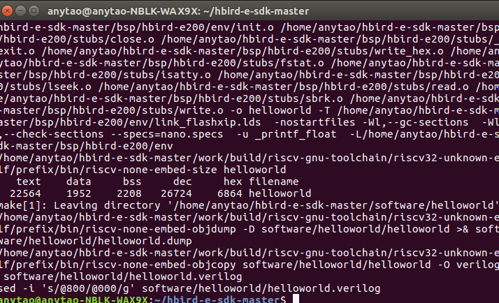 蜂鸟E203系列——Linux下运行hello world例程_hbird-e-sdk-CSDN博客