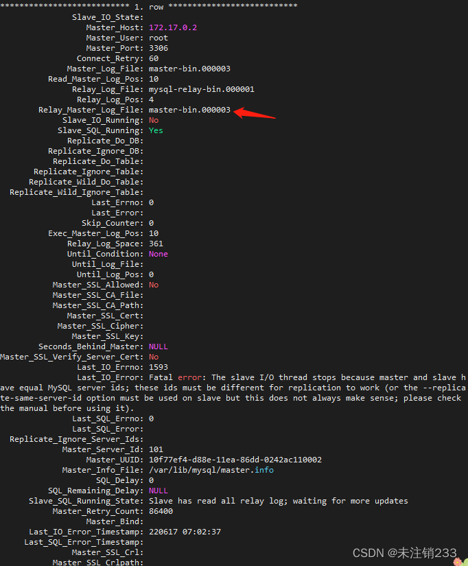 Mysql主从复制，从库slave Io Running No问题排查 Mysql 未注销233 云原生