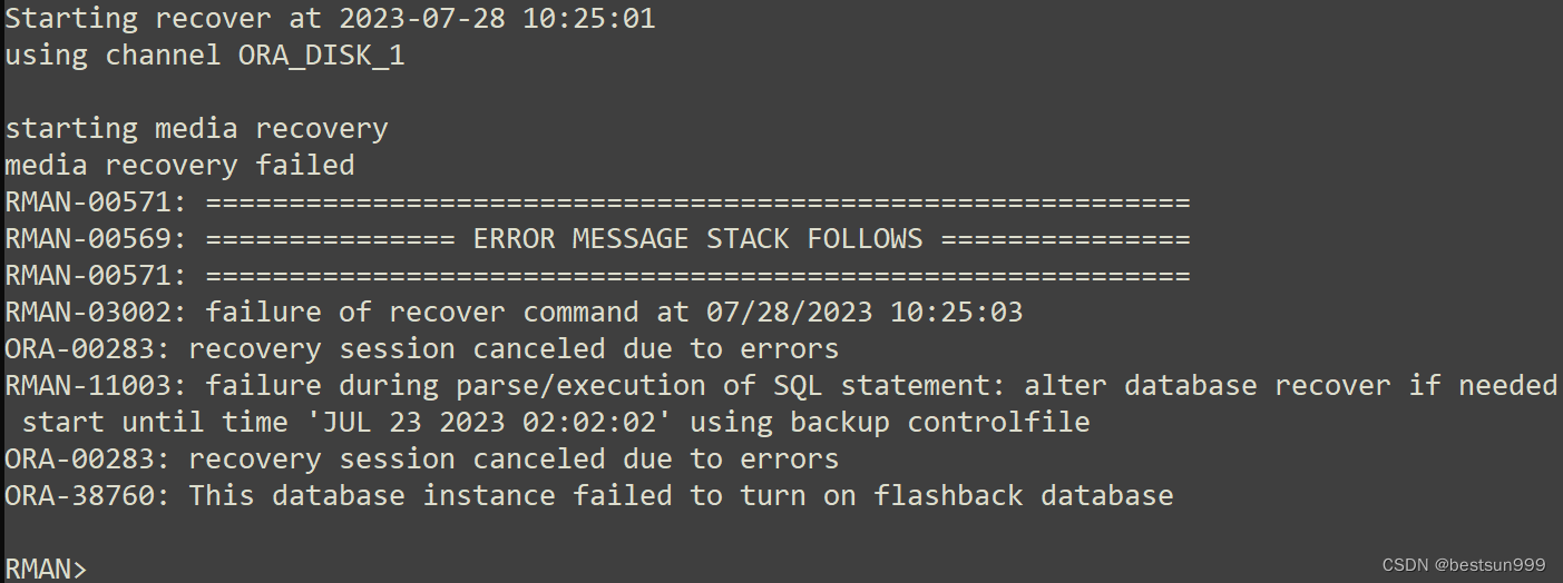 ORA-38760: This database instance failed to turn on flashback database-CSDN博客