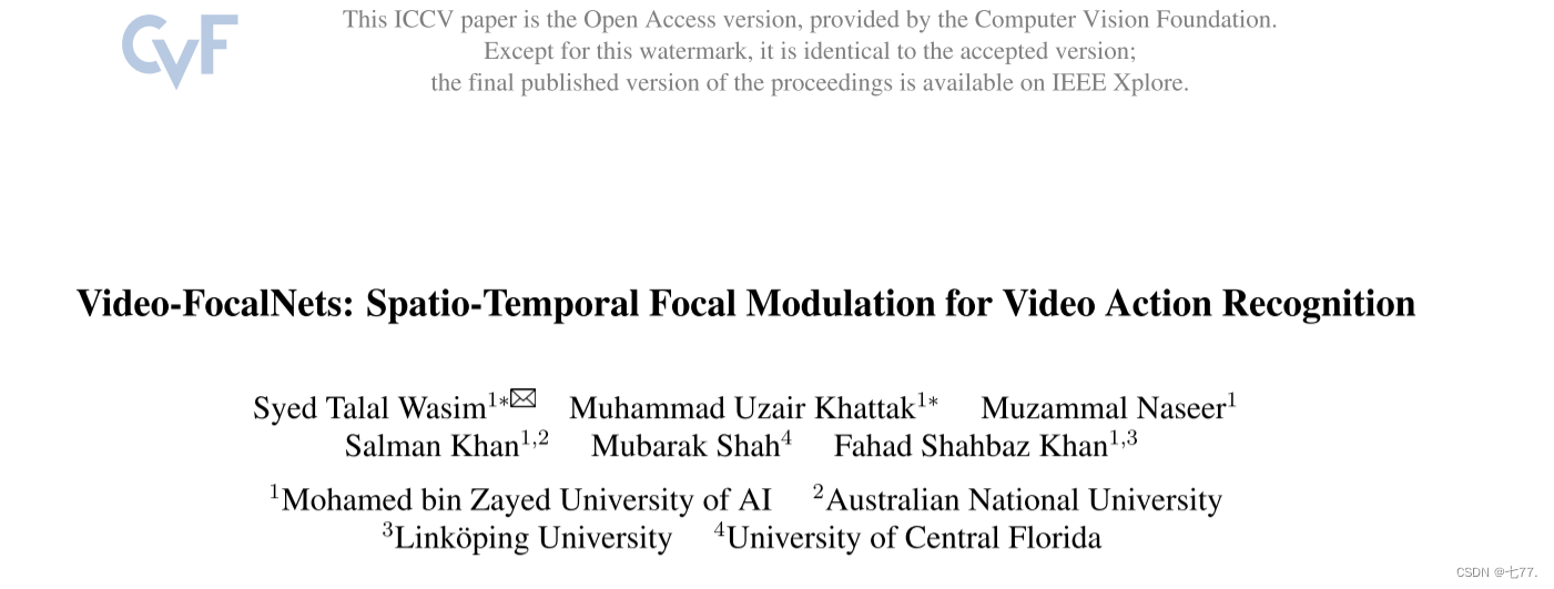 Video-FocalNets: Spatio-Temporal Focal Modulation for Video Action Recognition-CSDN博客