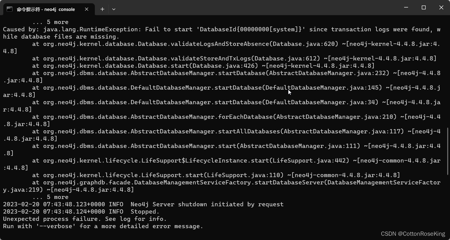 解决Neo4j Server shutdown initiated by request_2023-12-14 03:40:37.858+0000 info neo4j server shu ...