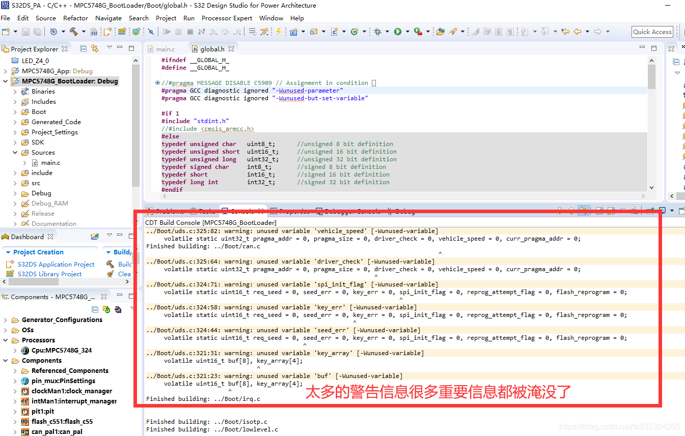 MPC5748G开发笔记----- S32DS 消除warning: unused variable-CSDN博客