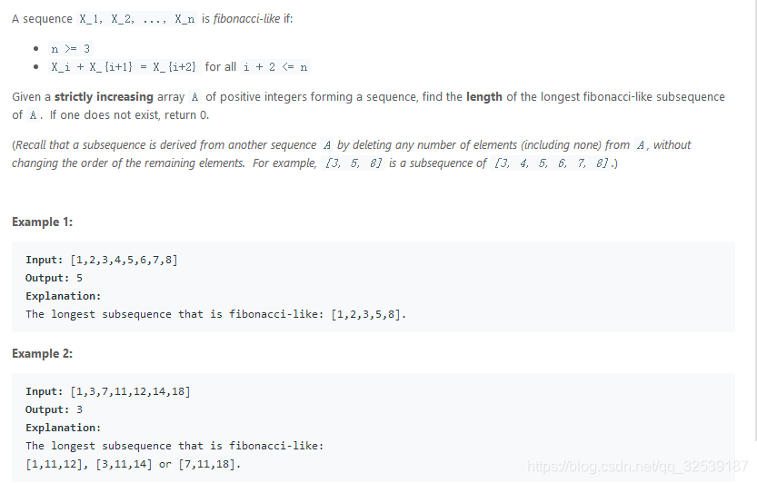 873. Length of Longest Fibonacci Subsequence——array——dp-CSDN博客