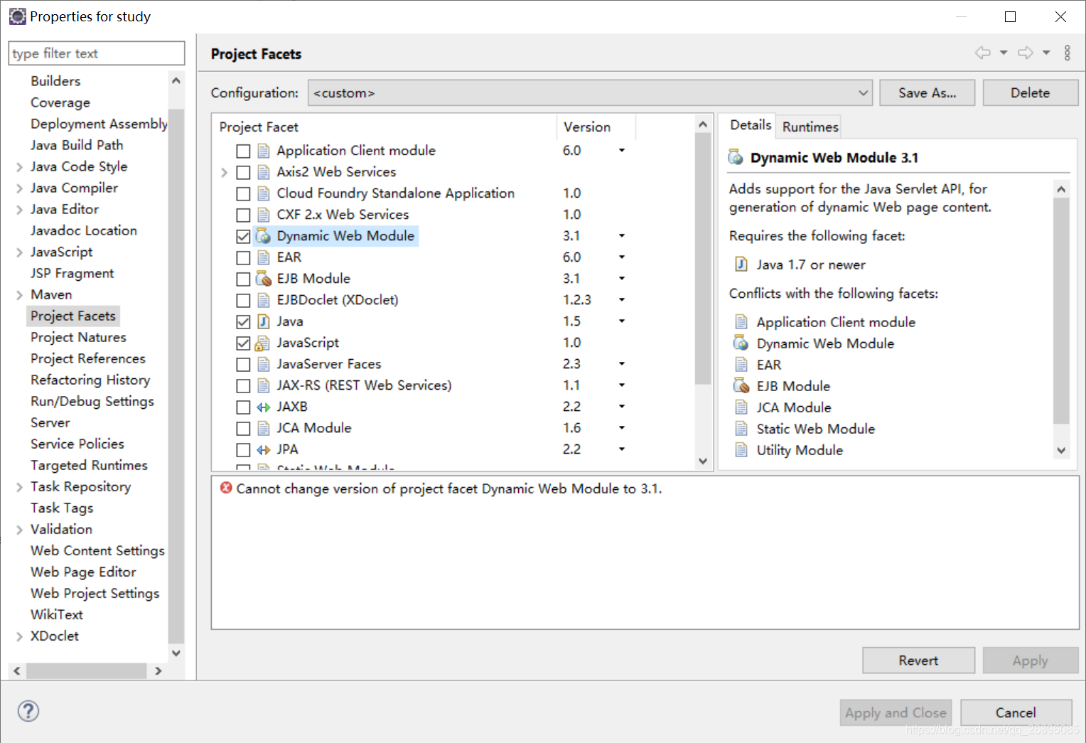 Type Cannot change version of project facet Dynamic Web Module to 3.1.-CSDN博客